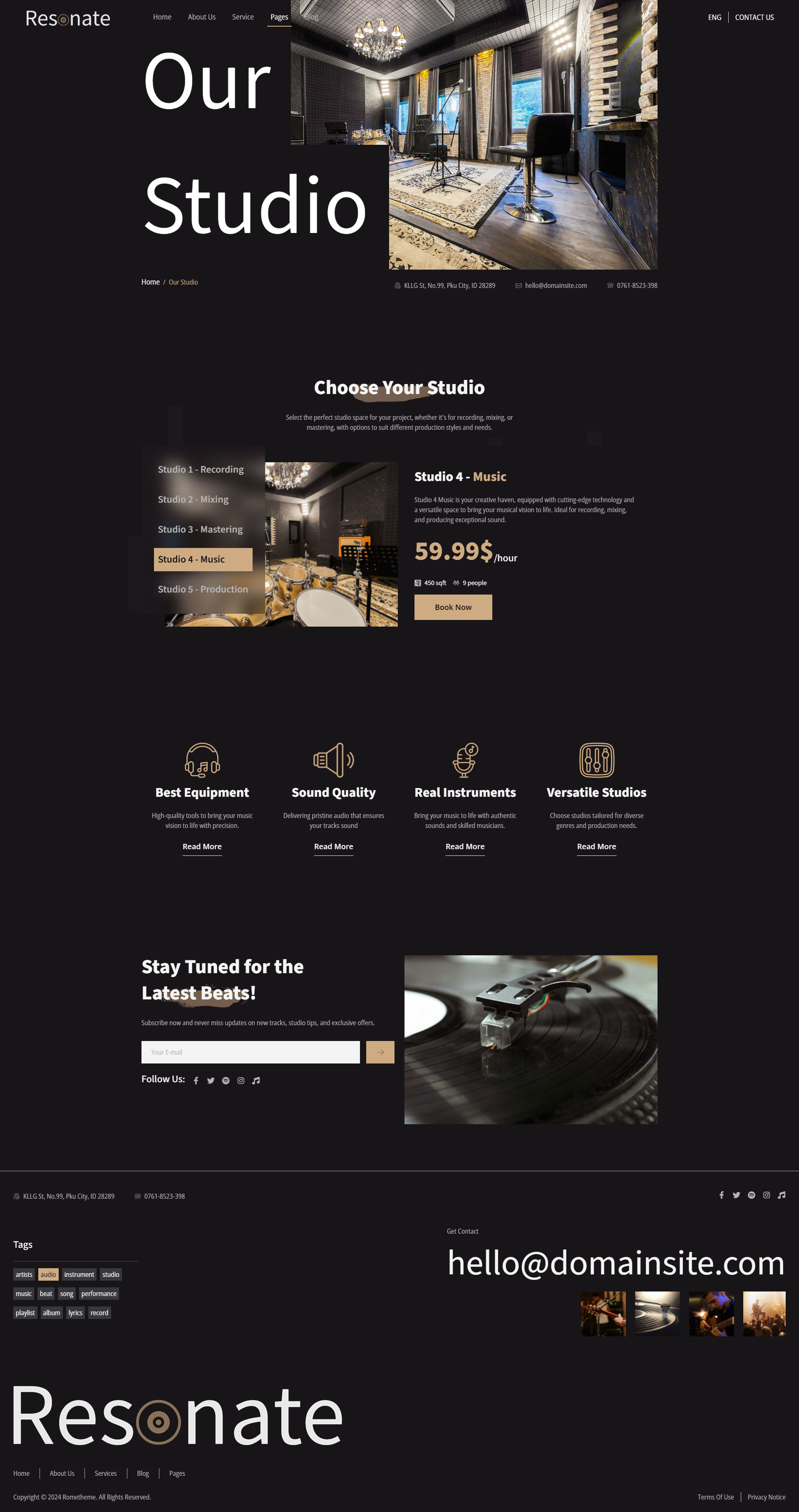 Resonate - Music Studio Production HTML Template by Rometheme | ThemeForest